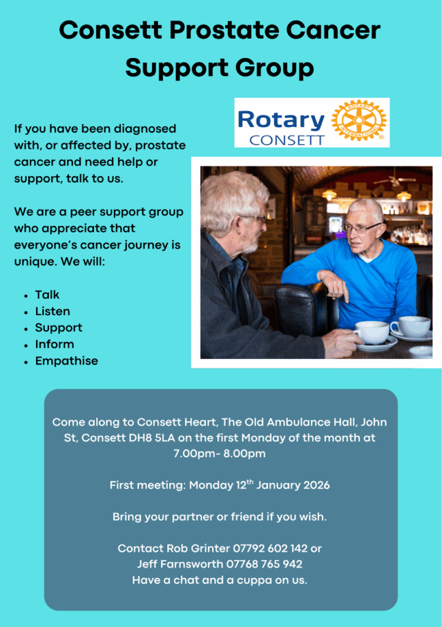 Consett Rotary Launches Town’s First Prostate Cancer Support Group ...